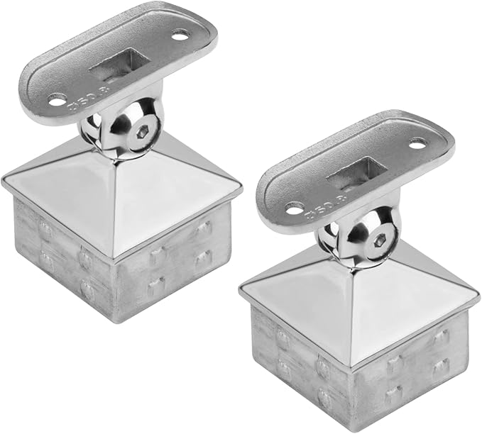 2 PCS 2" x 2" Post Mount Adjustable Handrail Bracket, Stainless Steel ...