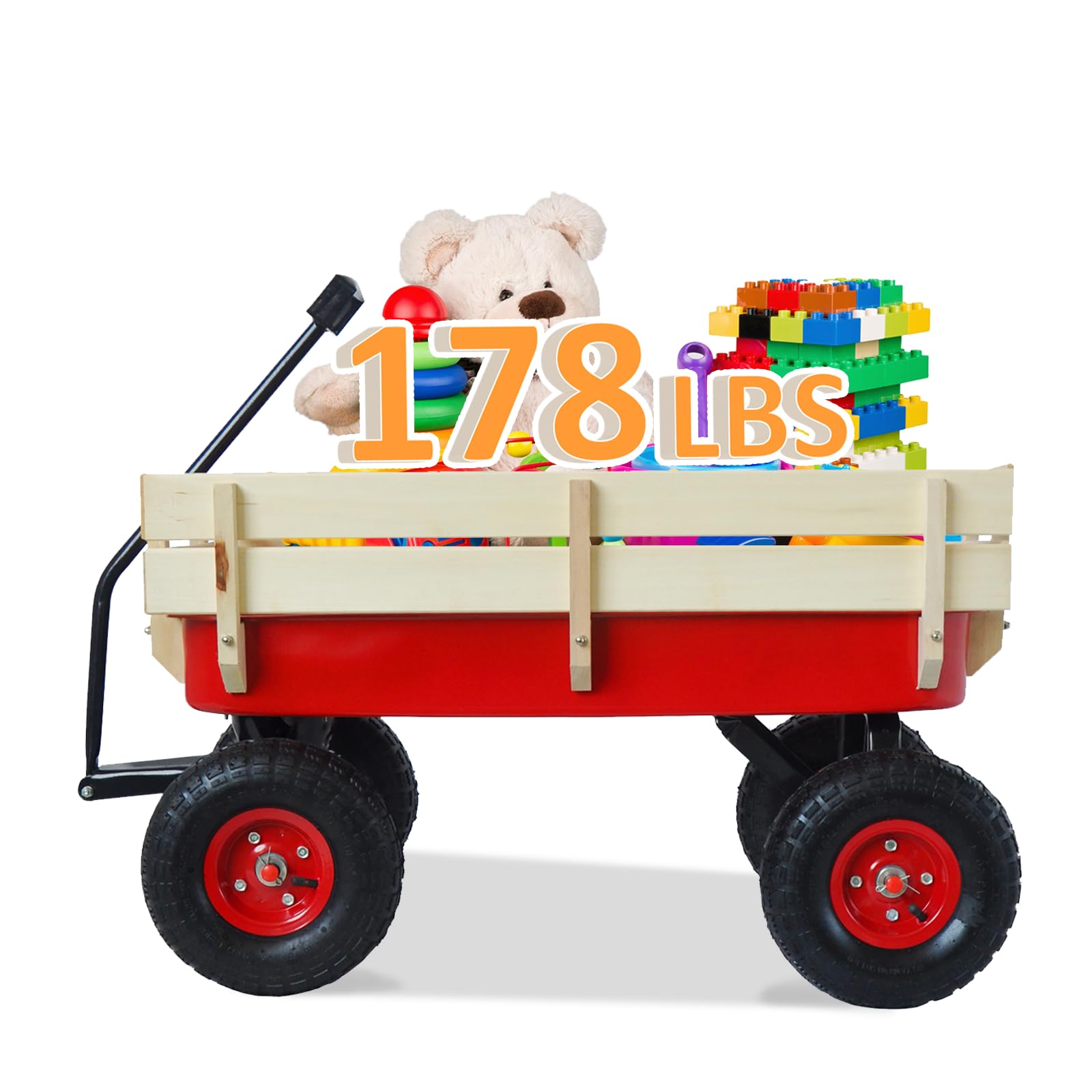 Amazon.com: NobAura 176 LBS Kids Wagon Cart, Red 85L Large Capacity ...