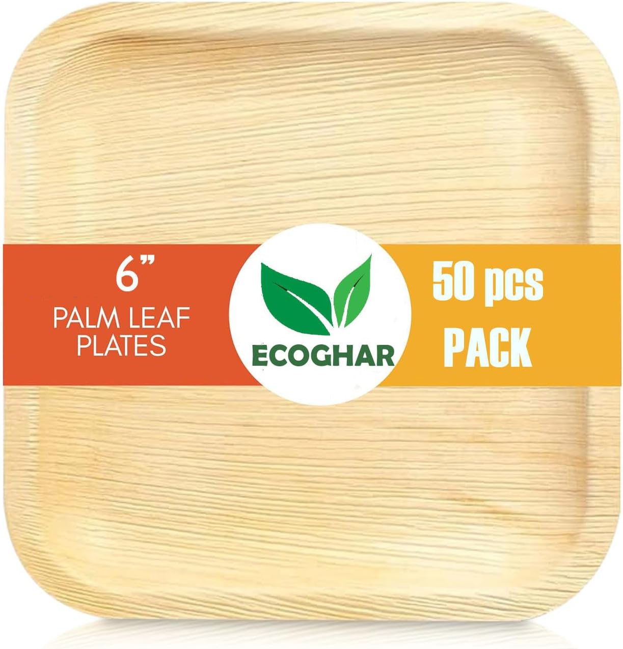 Amazon.com: Ecoghar Bamboo Disposable Plates, Biodegradable Palm Leaf ...