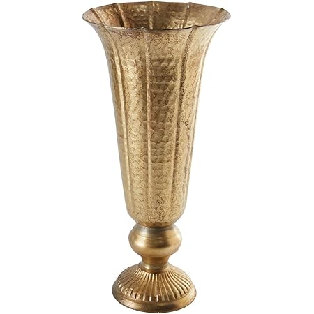 Accent Decor Distressed Gold Metal Compote Bowl | Gold Compote Vase l ...
