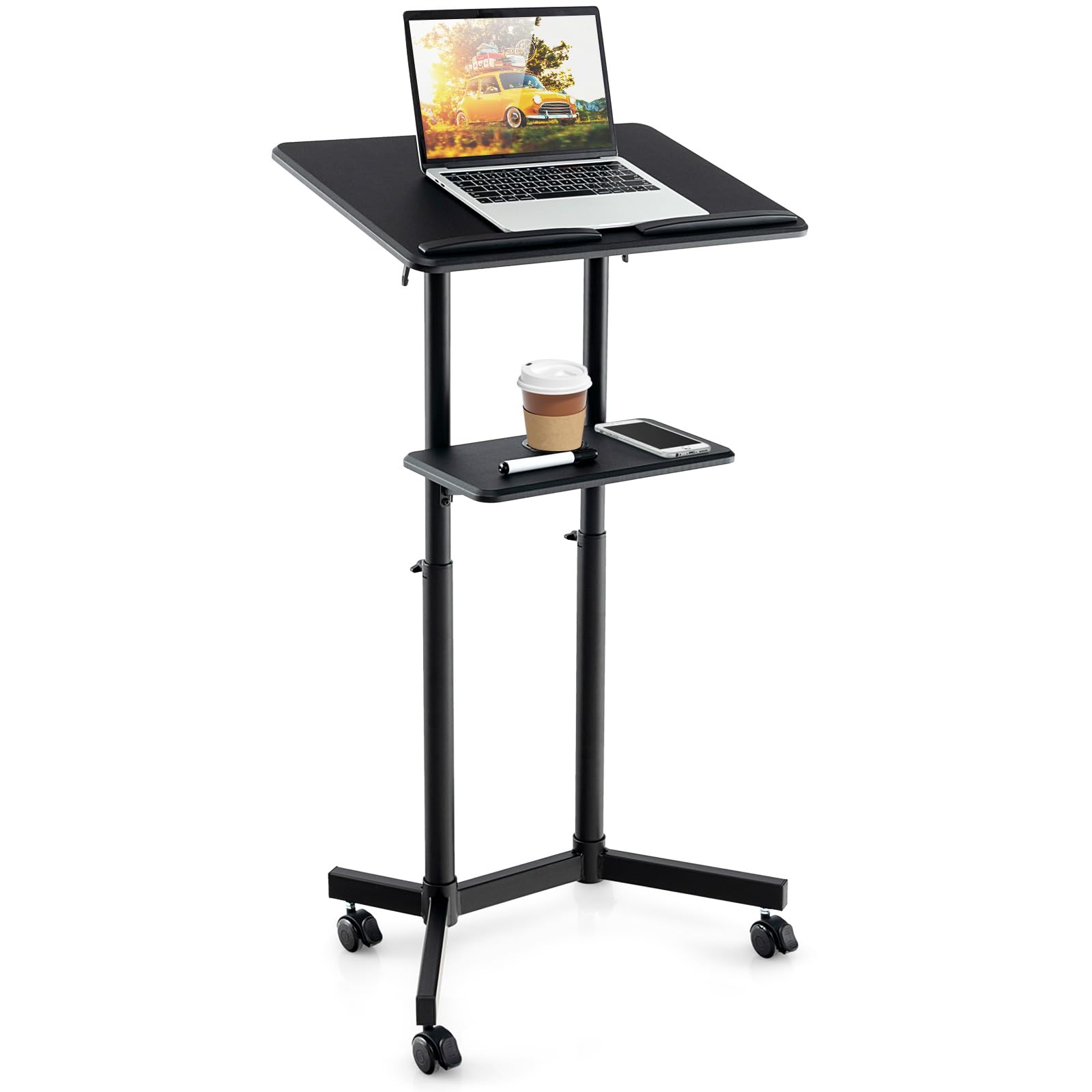 Costway Mobile Lectern Podium Height Adjustable Laptop Table Standing ...