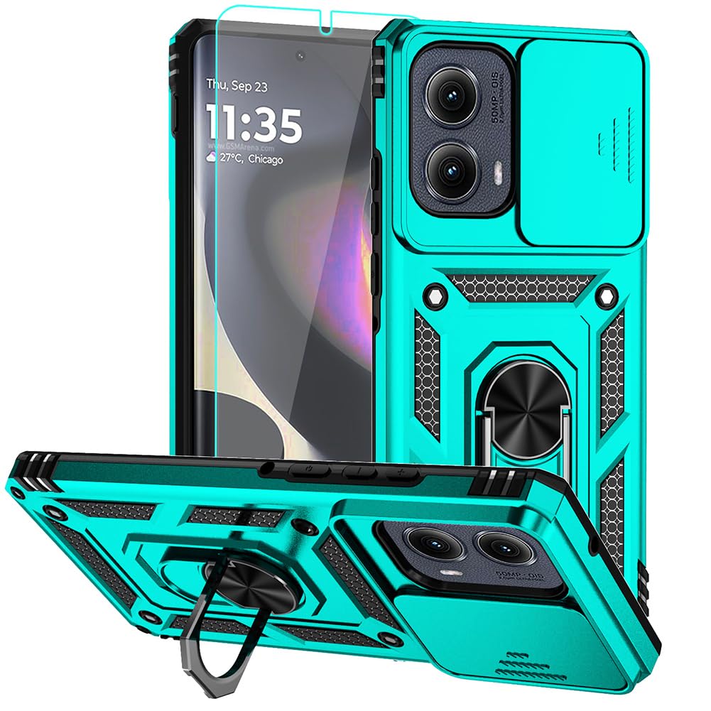 for Motorola Edge 2024 Case, Silicone Rubber Bumper Hard Plastic Phone ...