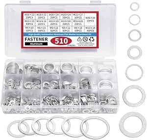 510Pcs Aluminium Sump Plug Washer Kit - Assorted Crush Washers with Key ...