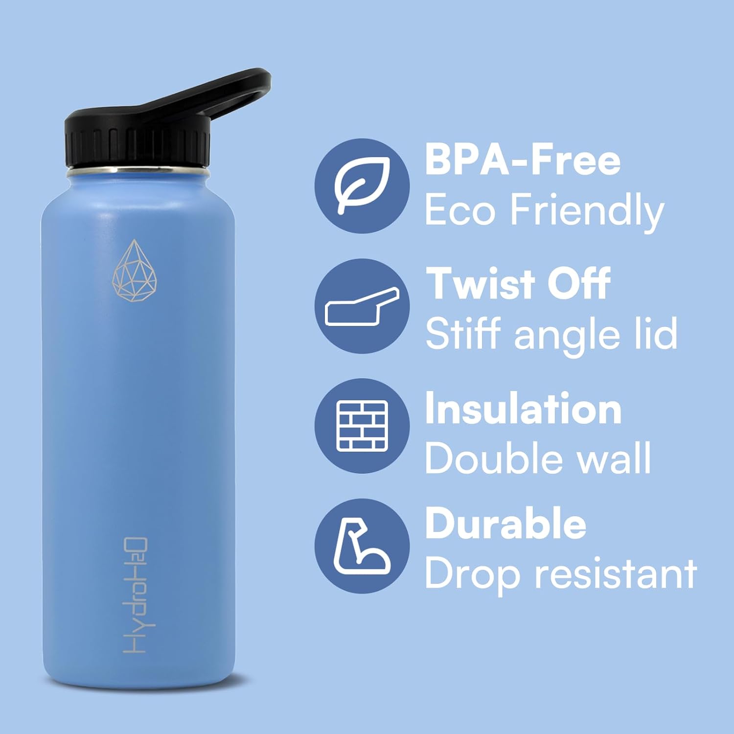 HYDRO H2O Botellas de agua de acero inoxidable para gimnasio de 37 ...