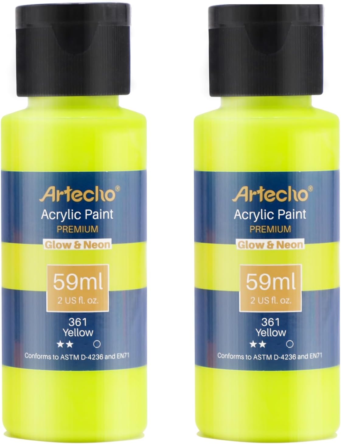 Amazon.com: Artecho Glow in the Dark Paint, Neon Yellow 59ml,2oz Bottle ...