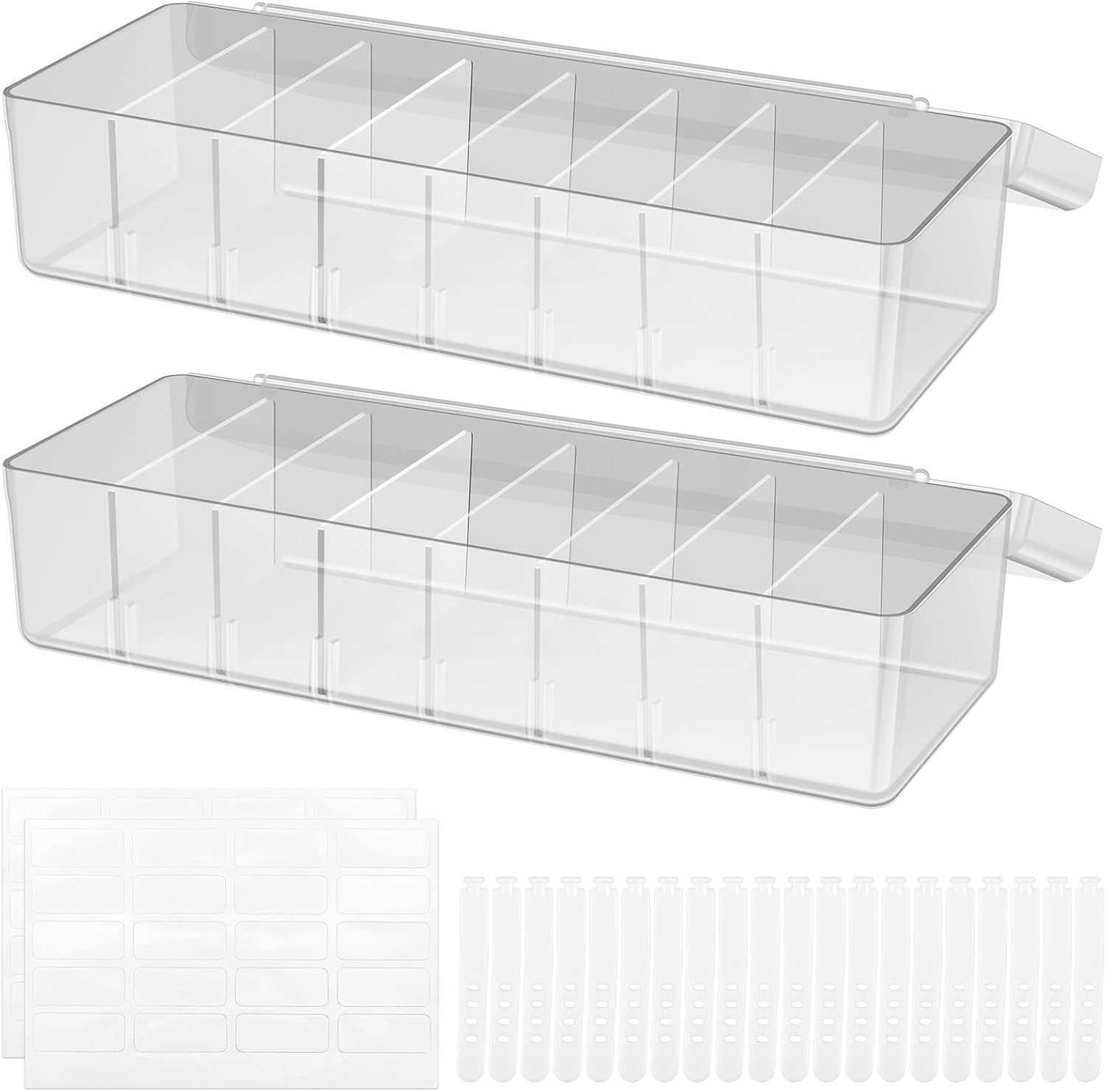2Pcs Card Storage Box with 8 Compartments Clear Plastic Trading Card ...