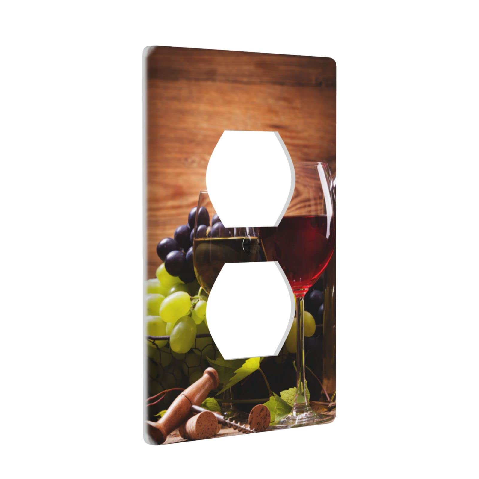 1-Gang Duplex Socket Cover Decorative Red Glasses Wine and Grapes Wall ...