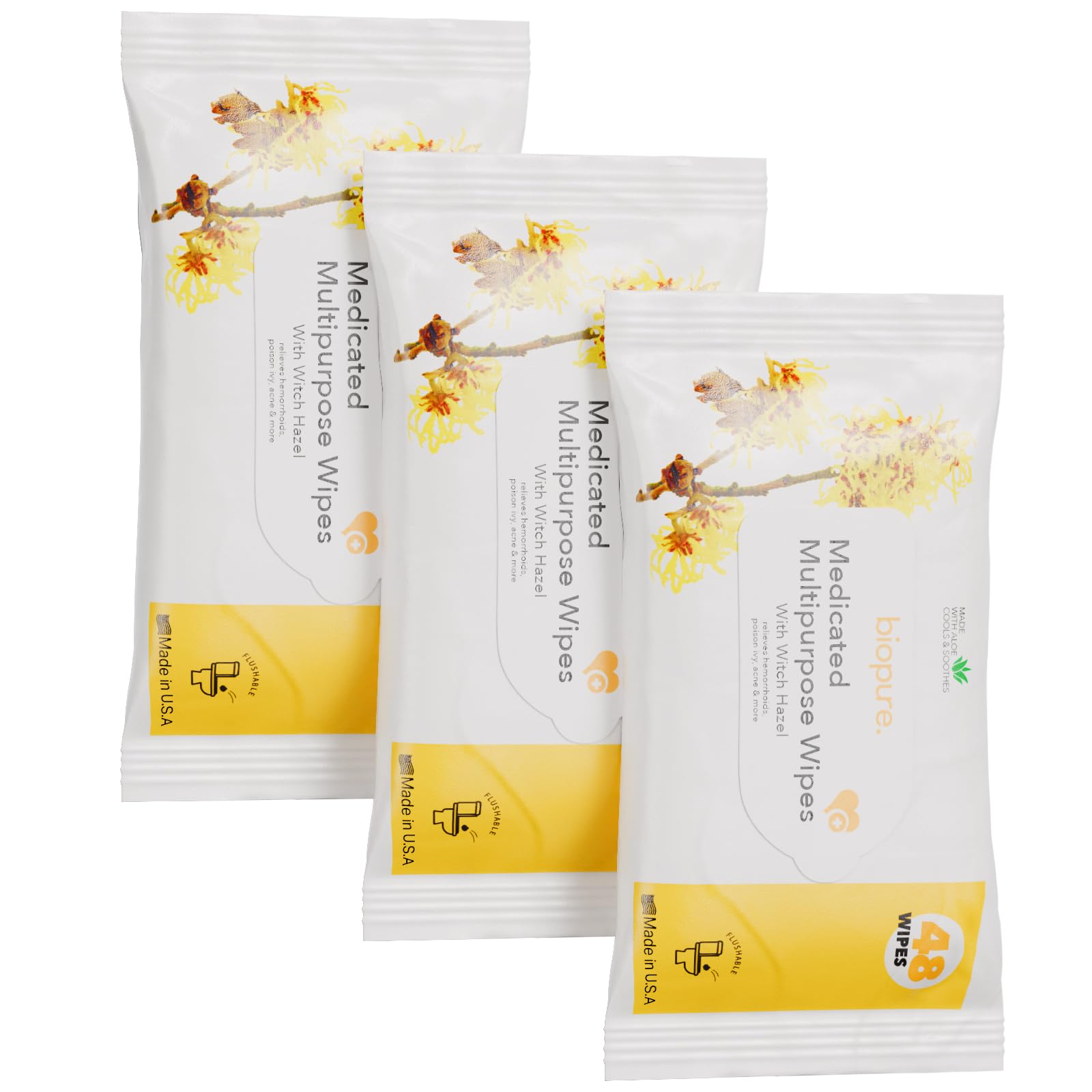 Amazon.com: BIOPURE Witch Hazel Wipes - Astringent Hemorrhoid Wipes ...
