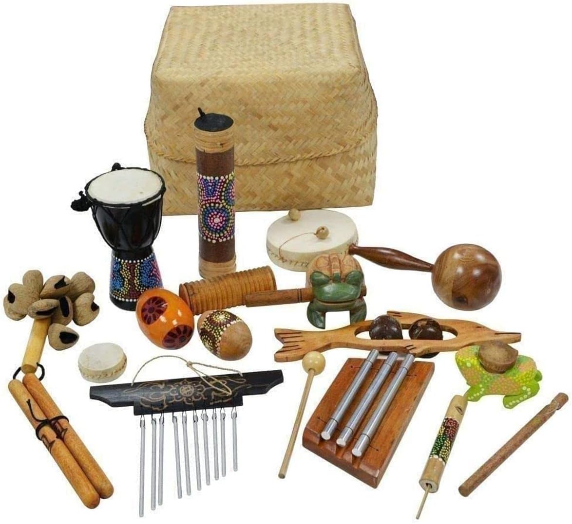 A-Star 15 Piece Multicultural Percussion Set in Basket, Hand Crafted ...
