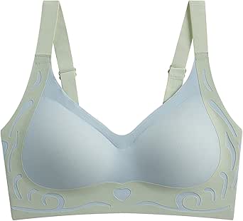 Queen Vie Bras for Women V Neck High Support Wireless Bra Push Up No ...