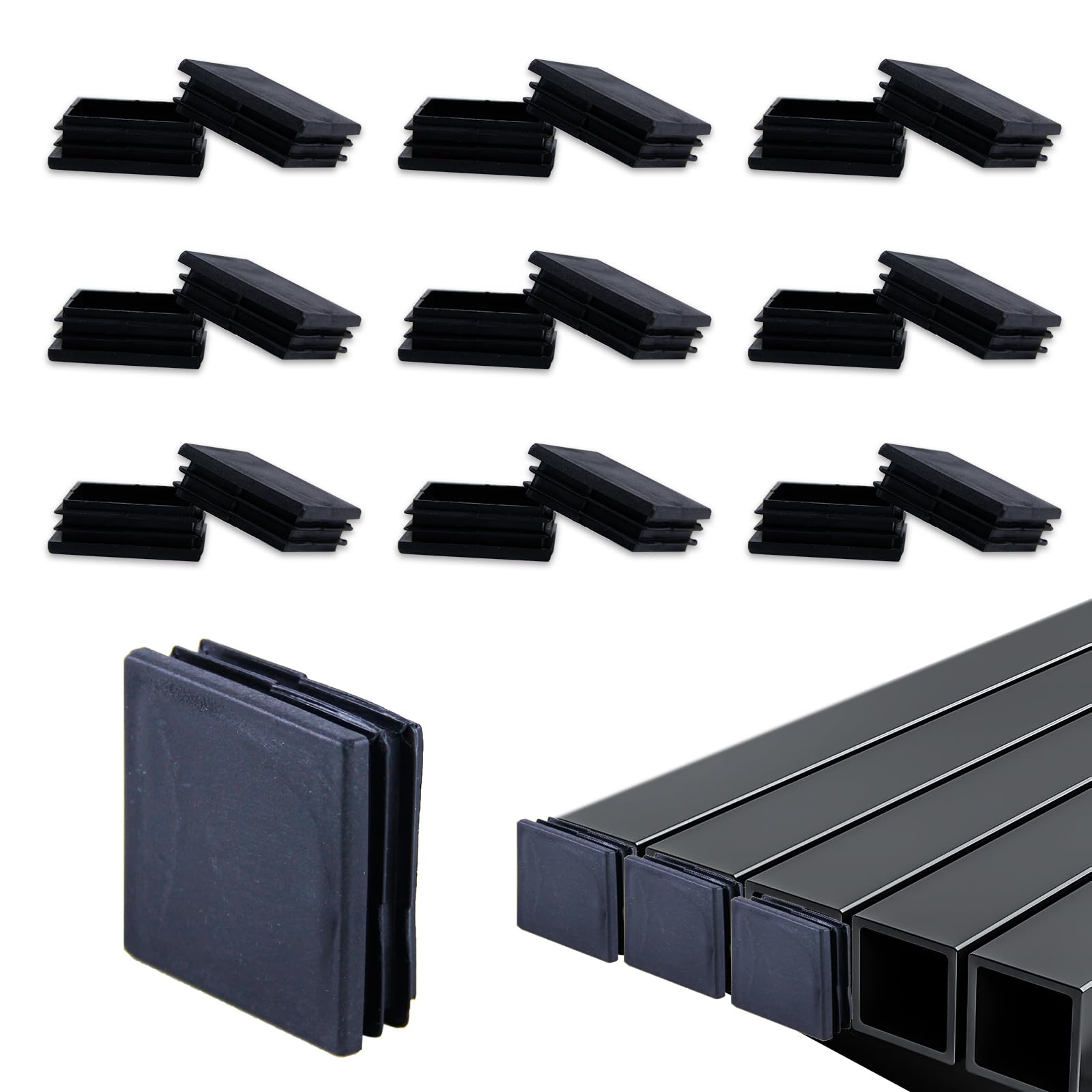40 PCS 2x2 Inch Square Tube End Cap Plastic Caps, Tube End Capstubing ...