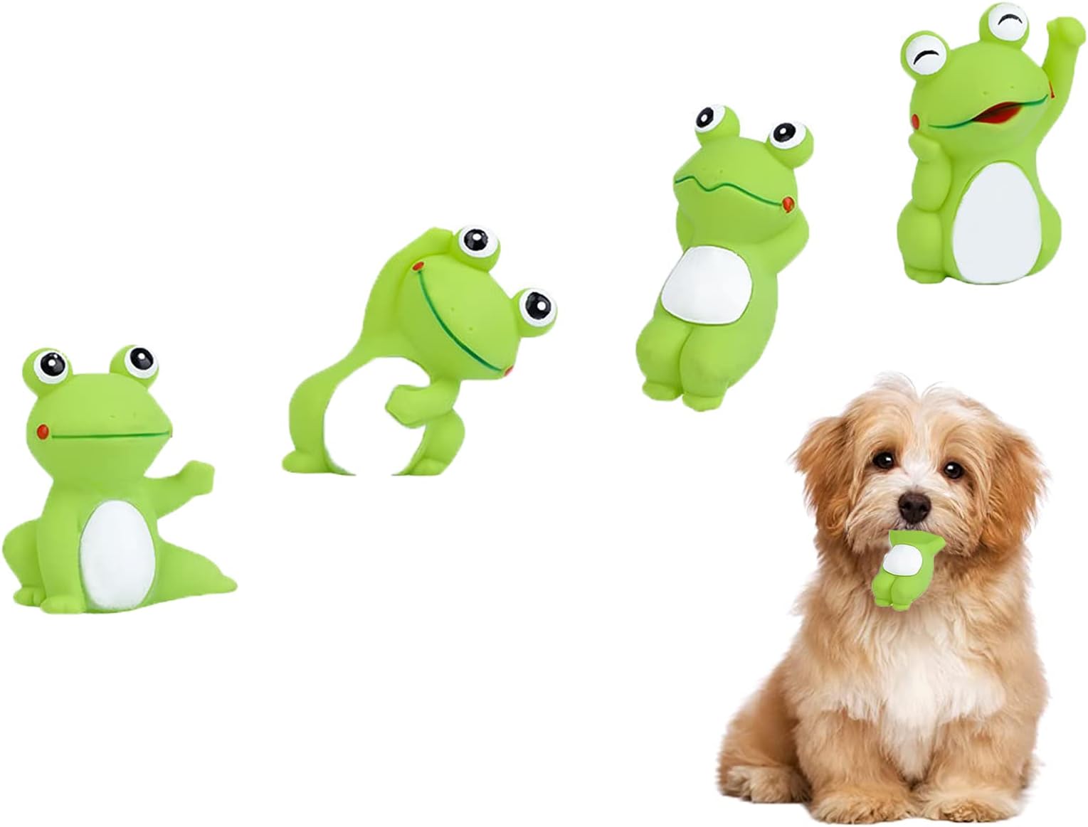 Pet Supplies : Volacopets 4 Cute Frog Puppy Squeak Toys Latex Float ...