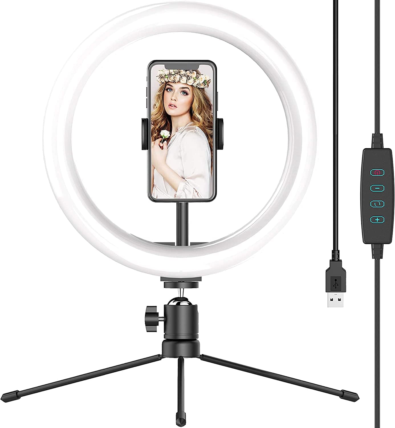 AGM 10” LED Ring Light with Tripod Stand & Phone Holder 3 Light Modes ...