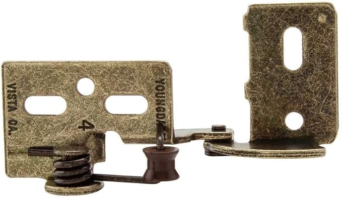 Snap Closing Semi-Concealed Hinges - Antique brass (pair) - 3/8 overlay ...