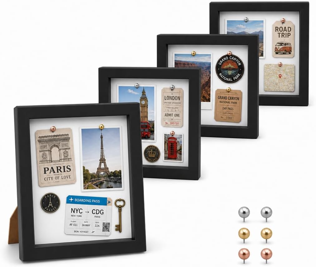 Amazon.com - BeSlivewell 4 Pack Shadow Box Frame Display Cases, 8"x 8 ...