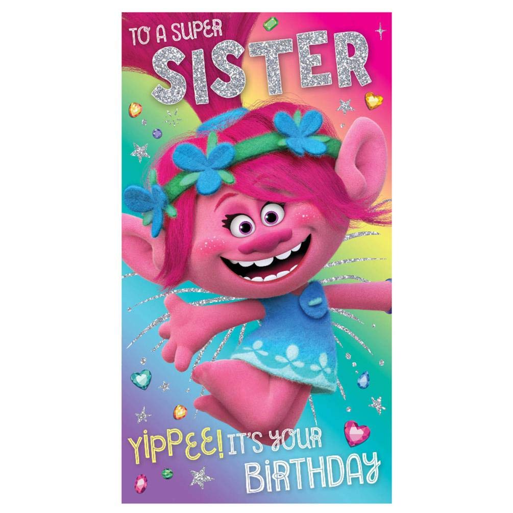 Buy Official Trolls Sister Birthday Card, Birthday Card for Sister ...