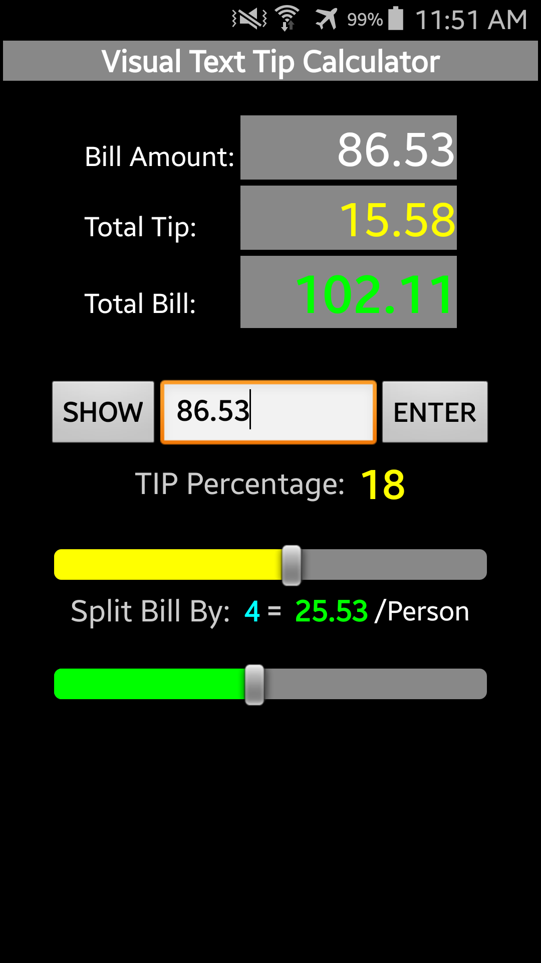 Visual Text & Tip Calculator - App on Amazon Appstore
