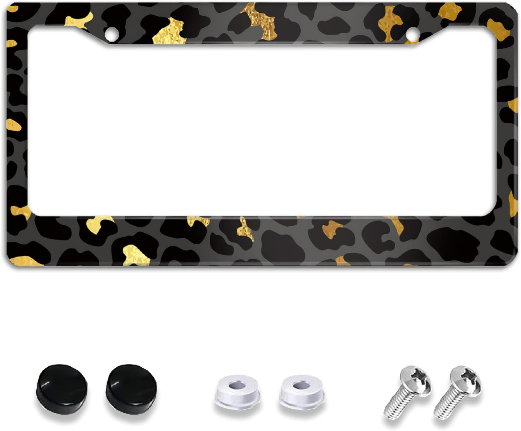 Amazon.com: Beabes Black Animal Print License Plate Frame Leopard ...