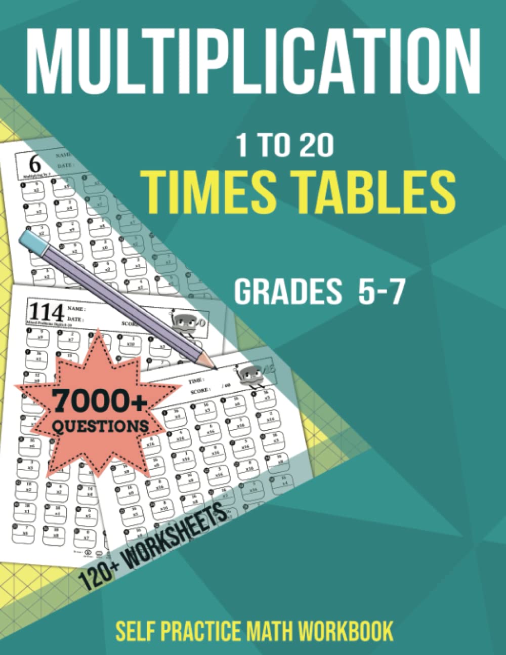 Buy MULTIPLICATION : 1 To 20 Times Tables, Grades 5-7, 120+ Worksheets ...