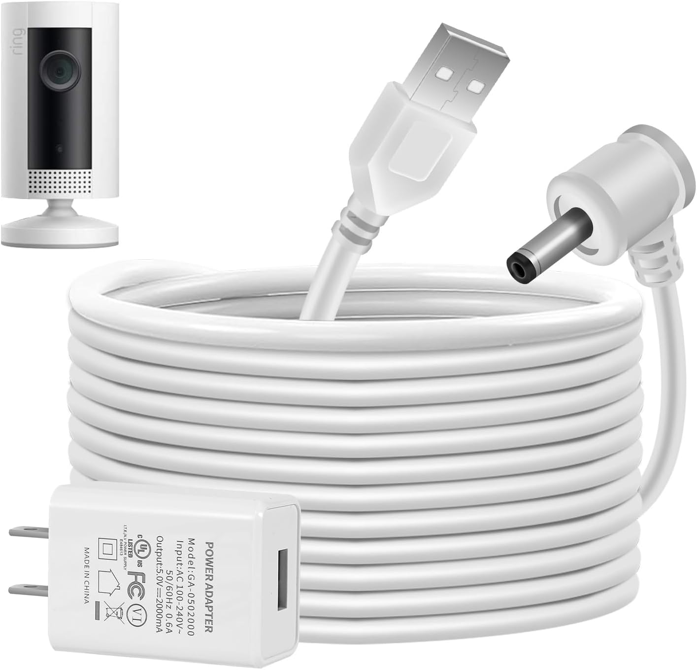 Amazon.com: Charge Cords 30ft for Ring Weatherproof Indoor Outdoor ...