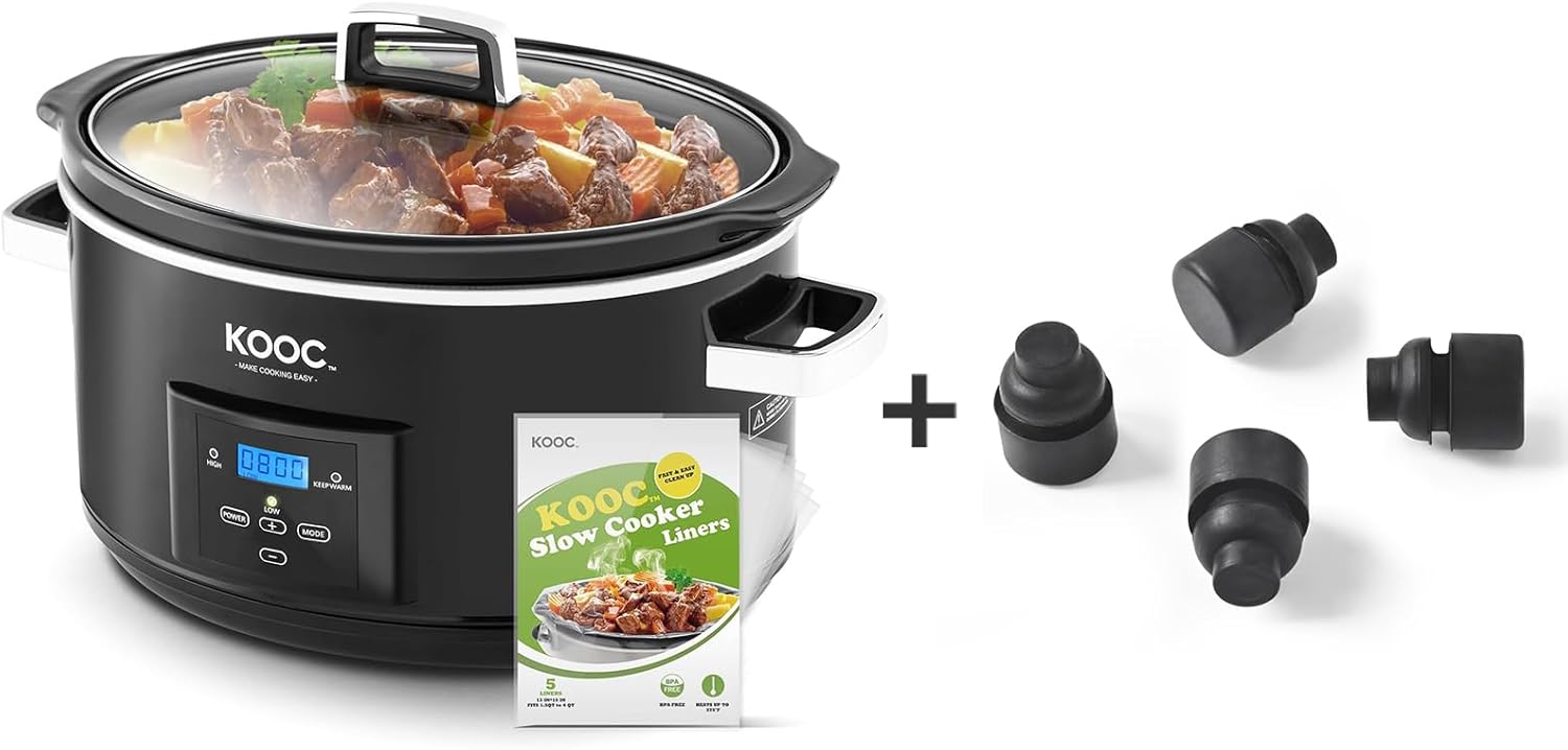 Amazon.com: KOOC 8.5-Quart Programmable Slow Cooker and 4PCS ...