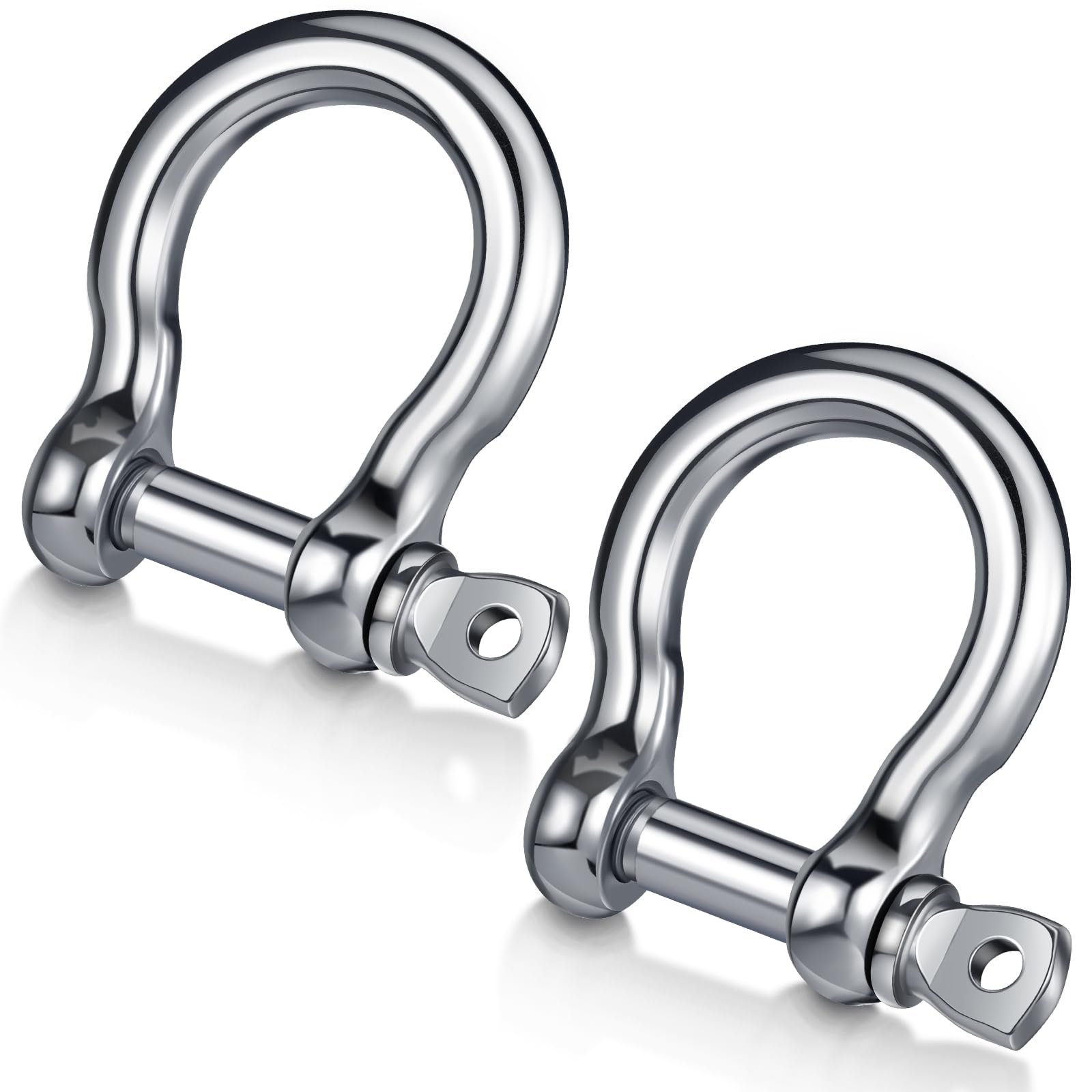Snapklik.com : 2 Pcs Stainless Steel 304 Bow Shackle 1/2 Inch D Ring ...