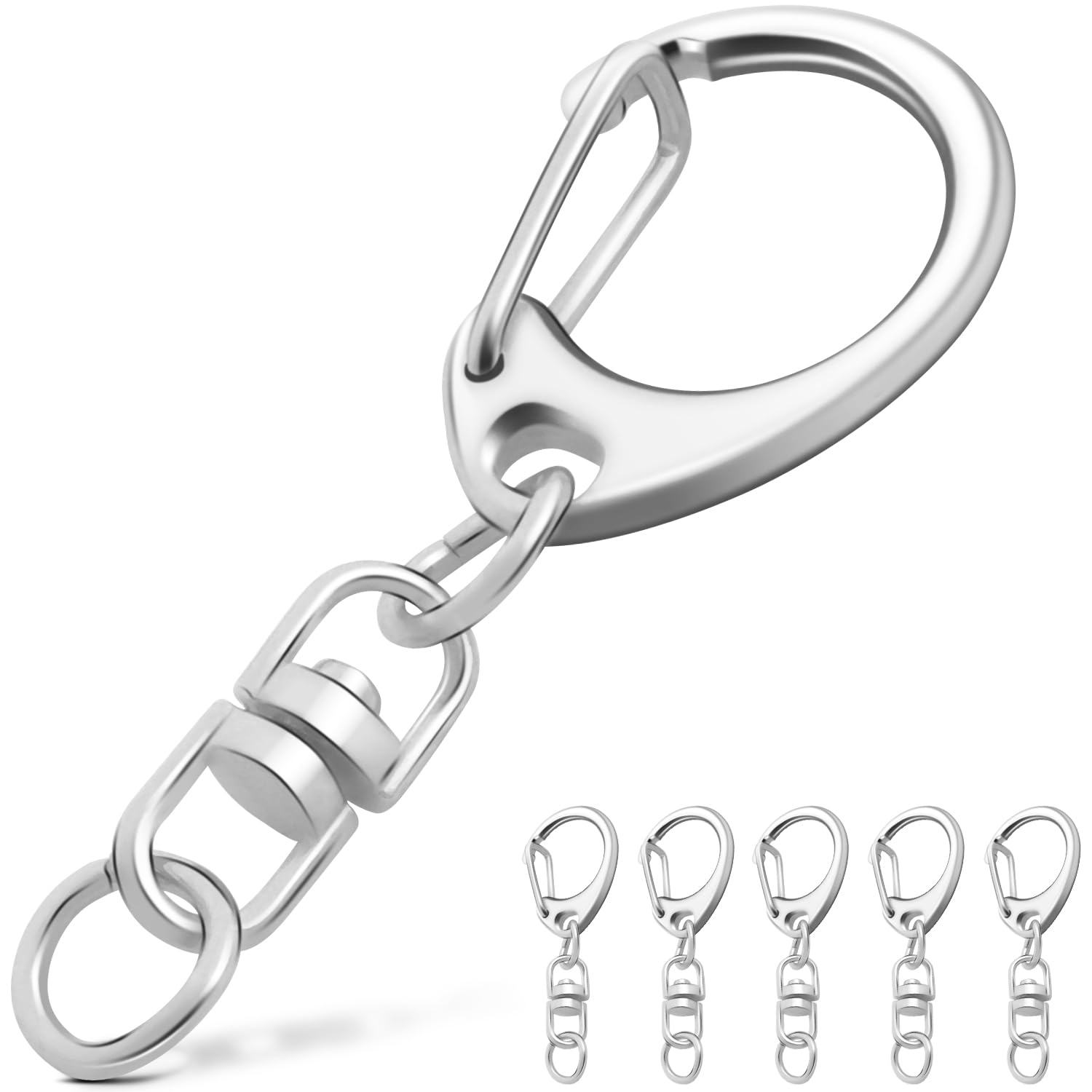 Snapklik.com : 25 Pack Lobster Claw Clasps Keychain Making Kit, Silver ...