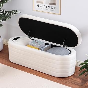 Amazon.com: OuchTek Teddy Sherpa Storage Ottoman Bench, Modern ...
