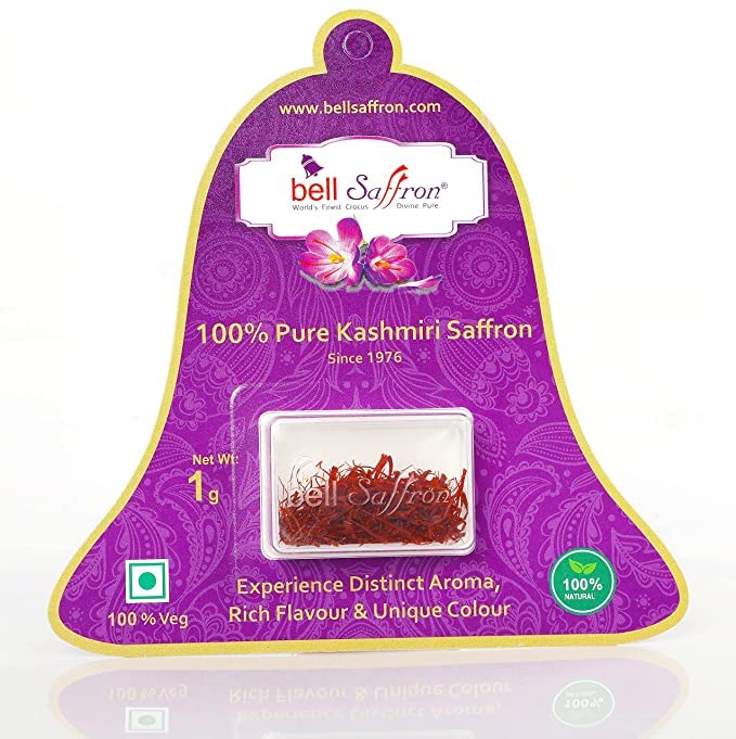 Bell Saffron (Pure Kashmir Saffron, Grade - I, Mongra, 1 gram) : Amazon ...