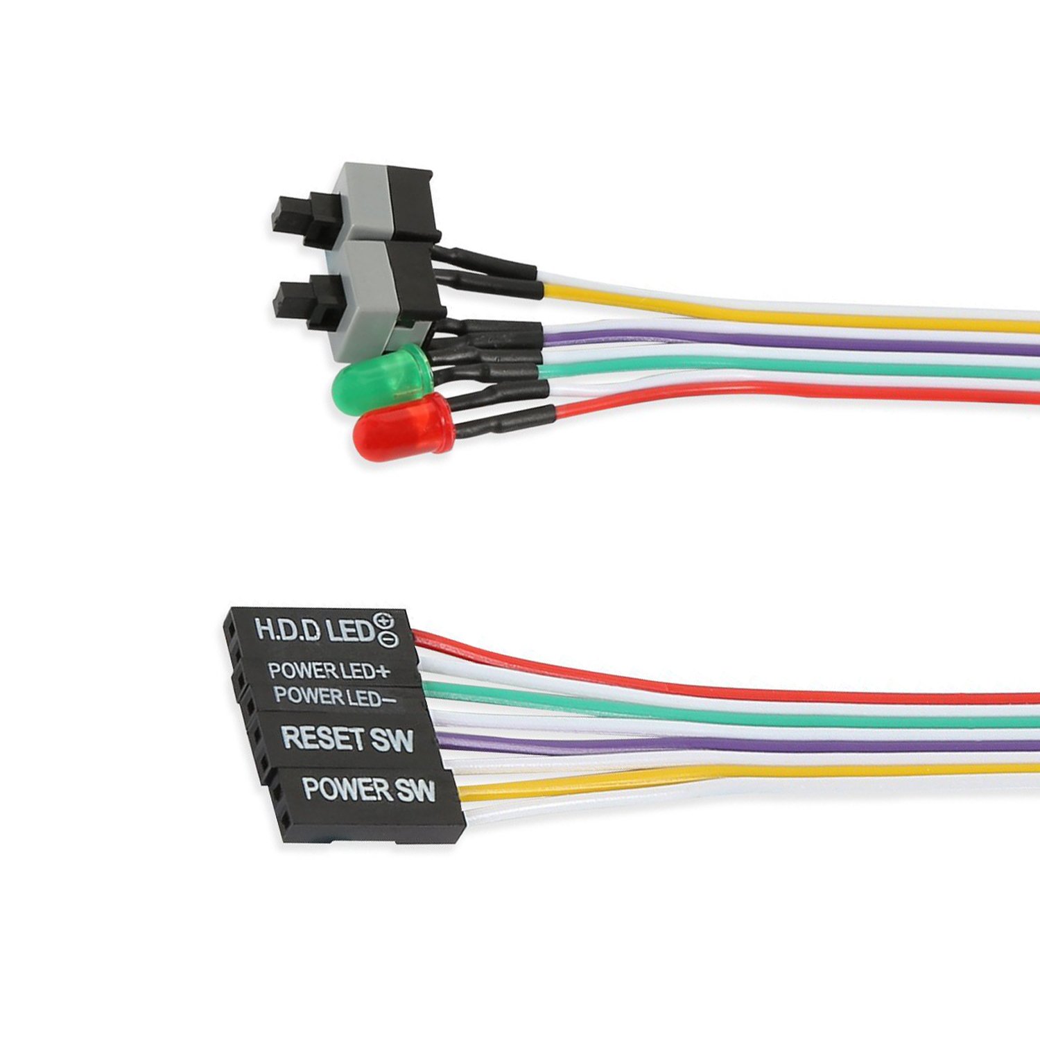 Electop 2 Pack ATX Power Supply Switch Cable ,27 inch LED Light HDD ...