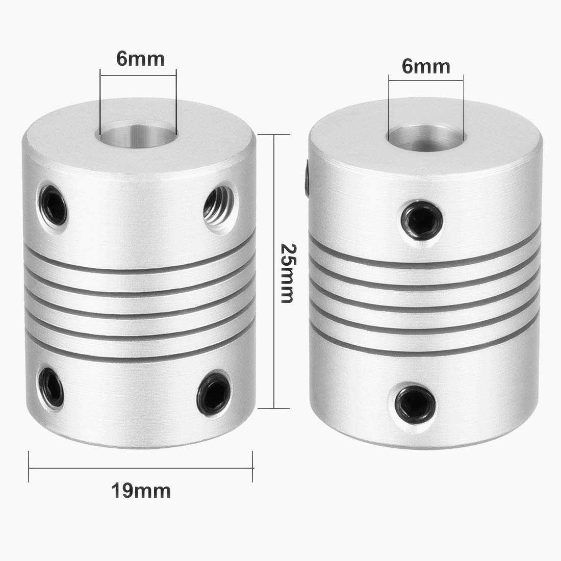 Snapklik.com : 6mm To 6mm Shaft Coupling 25mm Length 19mm Diameter ...