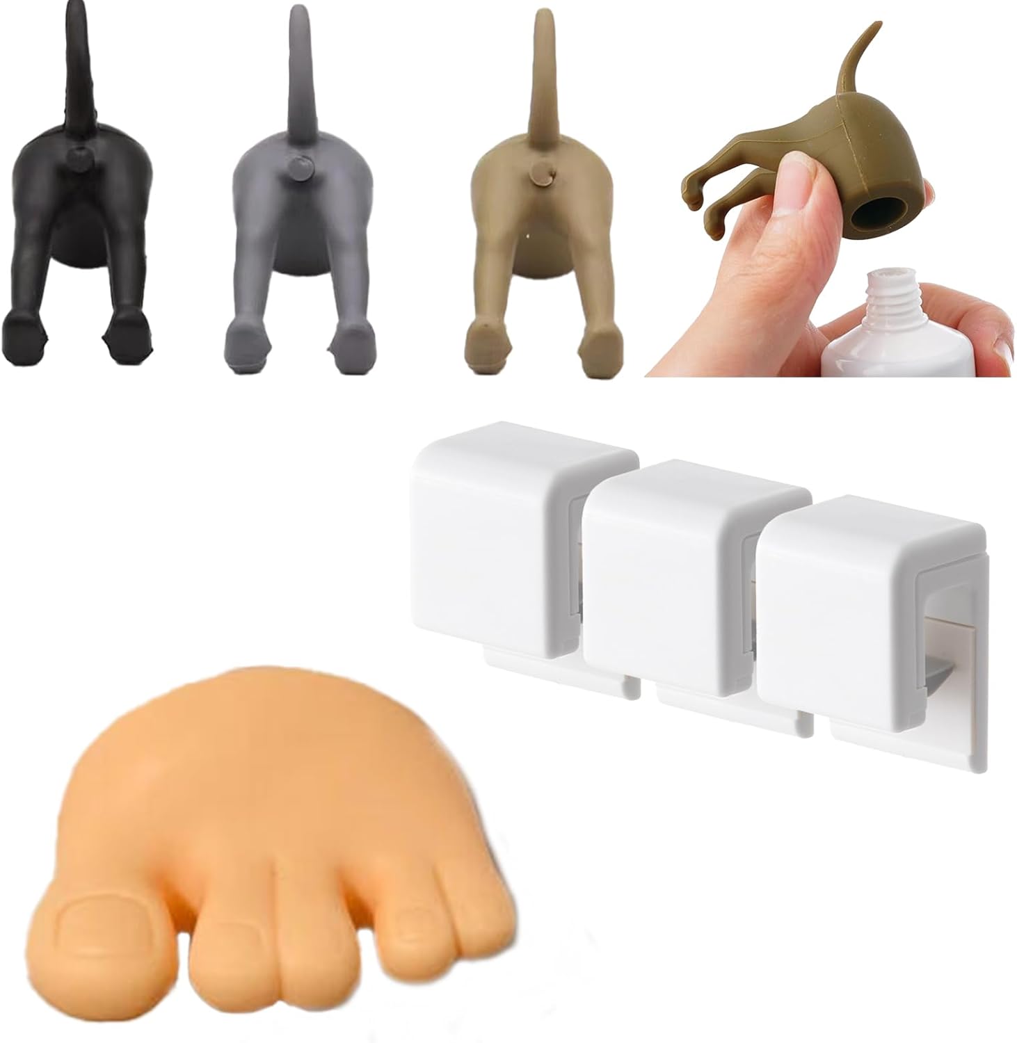 Amazon.com: 3Pcs Pooping Dog Butt Toothpaste Topper, Toes Hook and ...