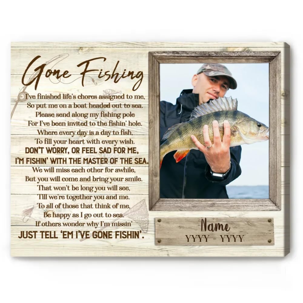 Amazon.com: NinhQZ Gone Fishing Poem – Custom Fishing Memorial Photo ...