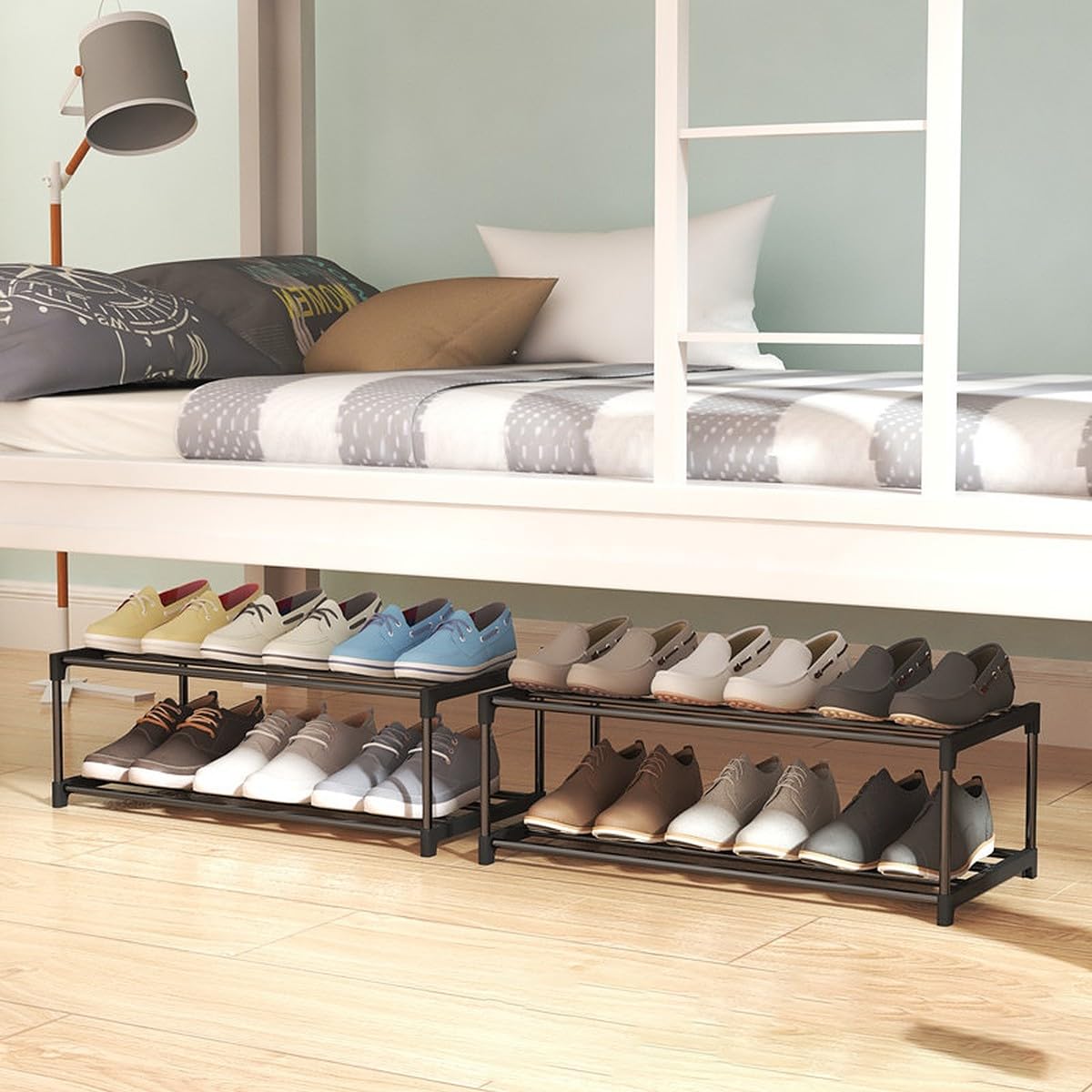 wolpin 1 Pc Shoe Stand 2 Layers Shelves Shoe Rack Under The Bed Space ...