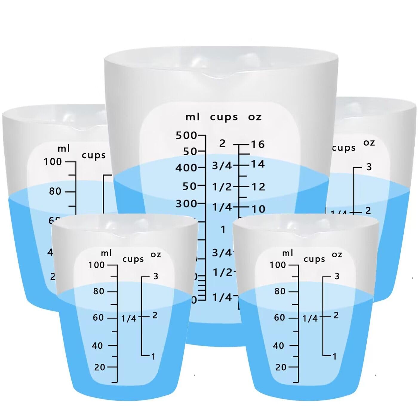 Amazon.com: XIMUHO Silicone Measuring Cup, 5PCS Silicone Cups for Epoxy ...