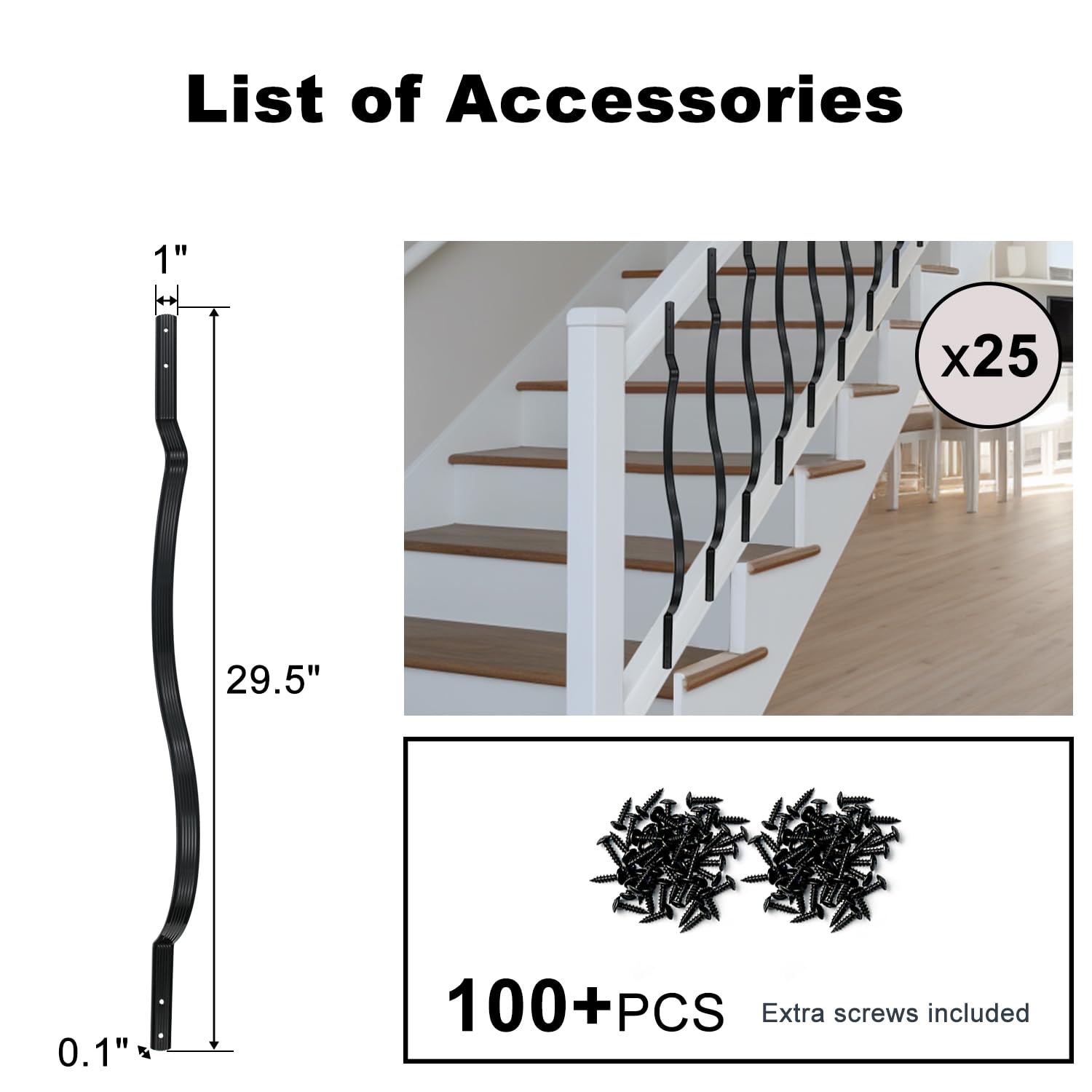 Balusters for Deck Railing 29.5"x1" Aluminum Deck Balusters Spindles ...