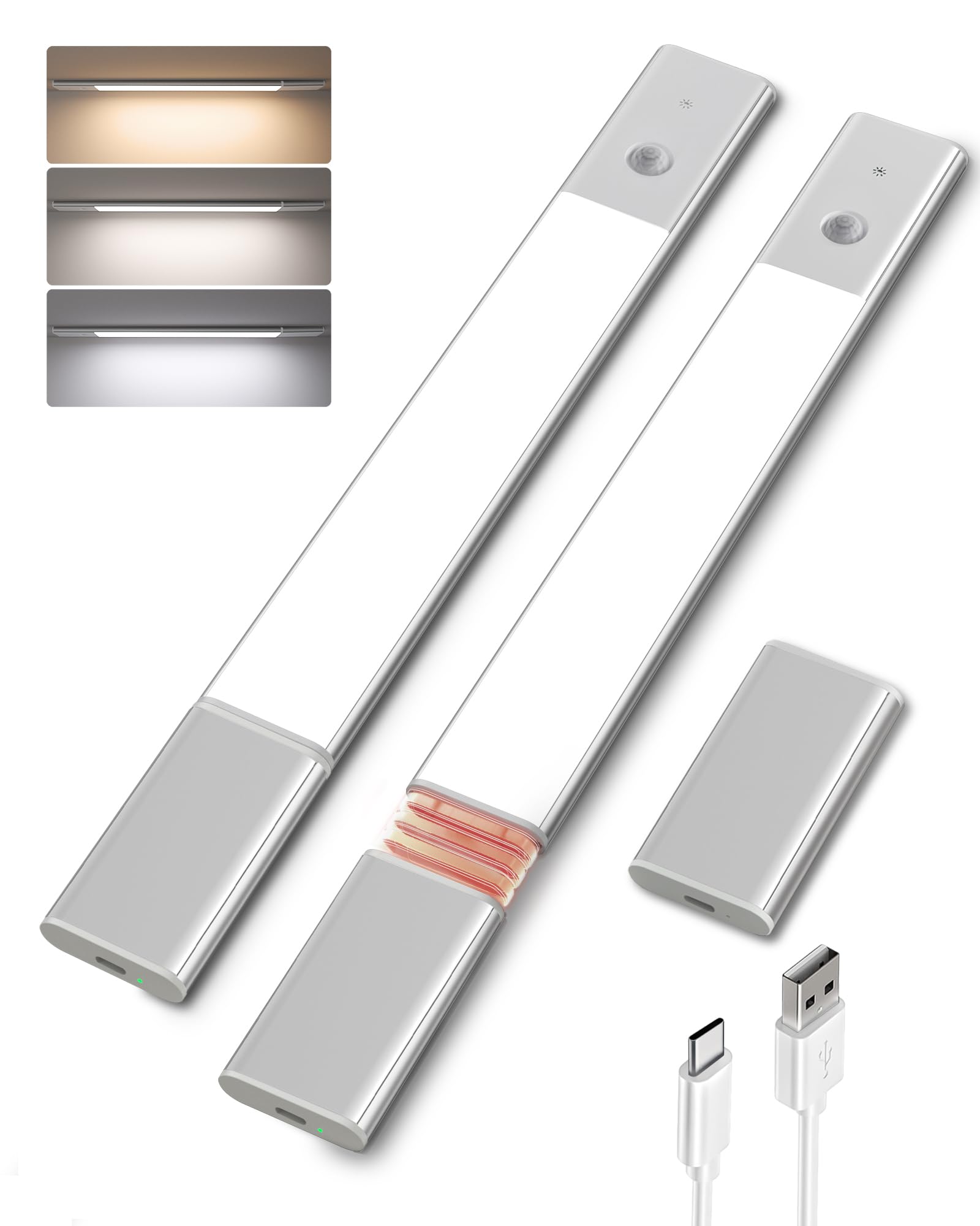 EZVALO Under Cabinet Lighting, 2200mAh Detachable Battery, 76 LEDs ...