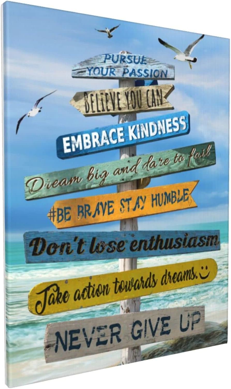 Amazon.com: NIAXAUYT Inspirational Wall Art Motivational Ocean Beach ...
