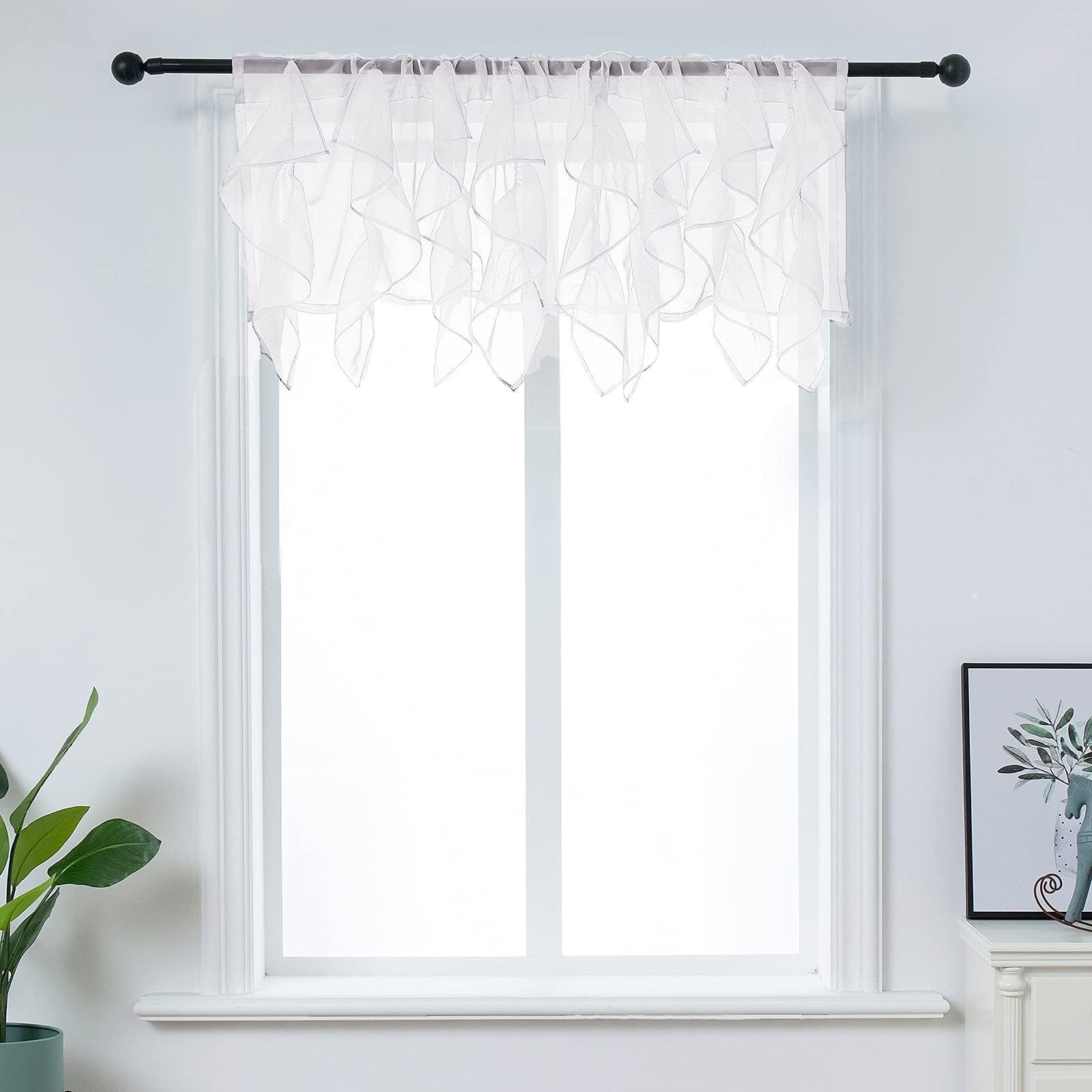 Amazon.com: Chlweim Feather Valance Curtains for Living Room Bathroom ...