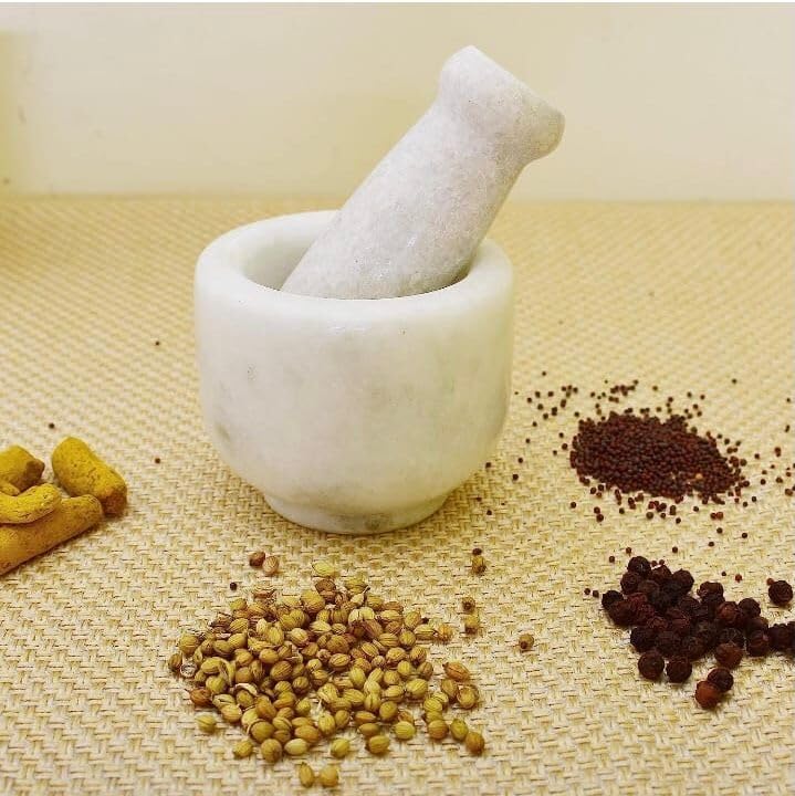 CHULO BIG WHITE MORTAR AND PESTLE OKHALI/KHAL/KHARAL/IMAM DASTA/STONE ...
