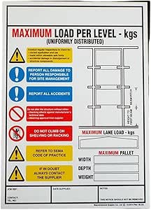 Drive Through Racking Weight Load Notice Sign | White Rigid Styrene PVC ...