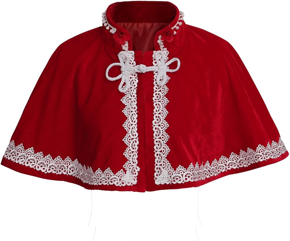 Amazon.com: Red Velvet Christmas Cape with Trim Mrs Santa Claus Cape ...