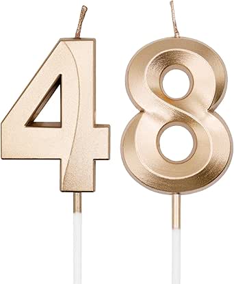 Amazon.com: Champagne Gold 48th & 84th Birthday Candles for Cakes ...