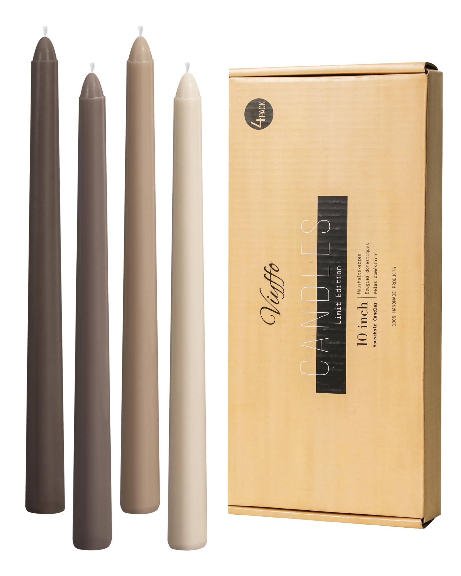 Amazon.com: Viyffo Taper Candles 10 Inch Brown Set of 4 Unscented ...