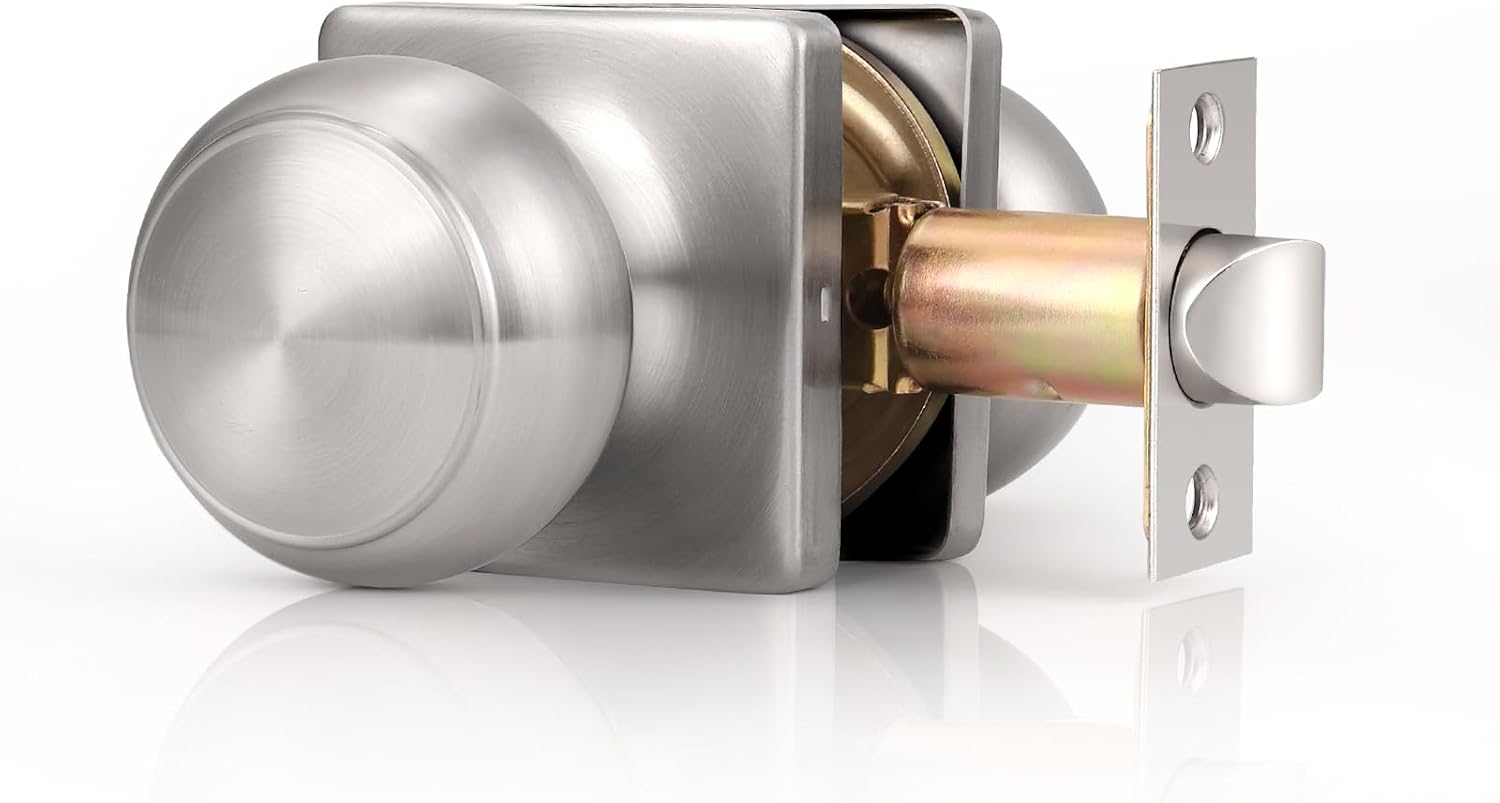 DECORITEN 10 Pack Passage Door Knobs Interior, Square Door Knob for Hallway & Closet, Non ...