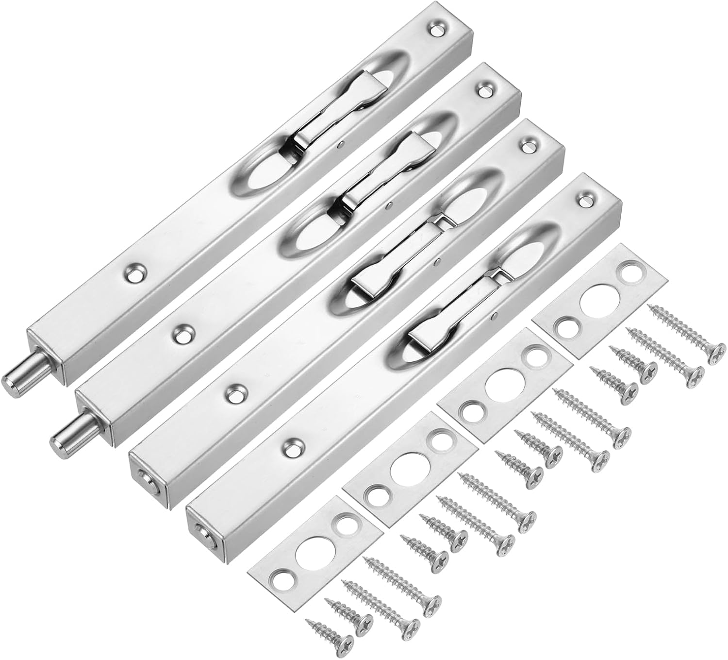 uxcell 4Pcs Door Flush Bolts Latch 8 Inch, Stainless Steel Security ...