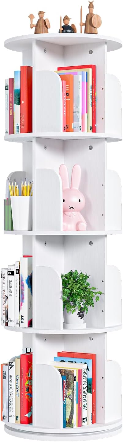 Amazon.com: EasyCom Rotating Bookshelf with Metal Frame, 360 Display ...