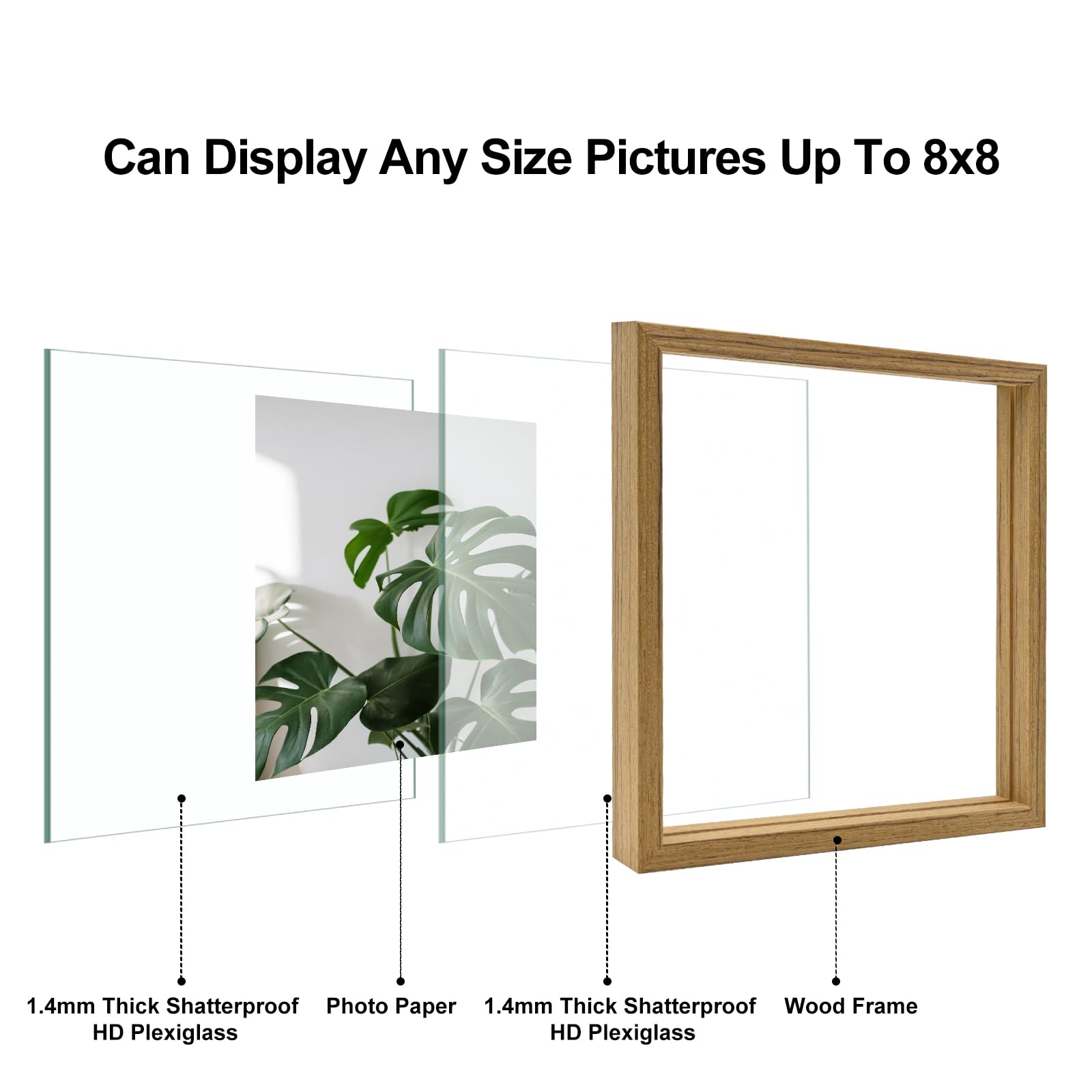Snapklik.com : 8x8 Floating Frames Set Of 2, Double Plexiglass Picture ...