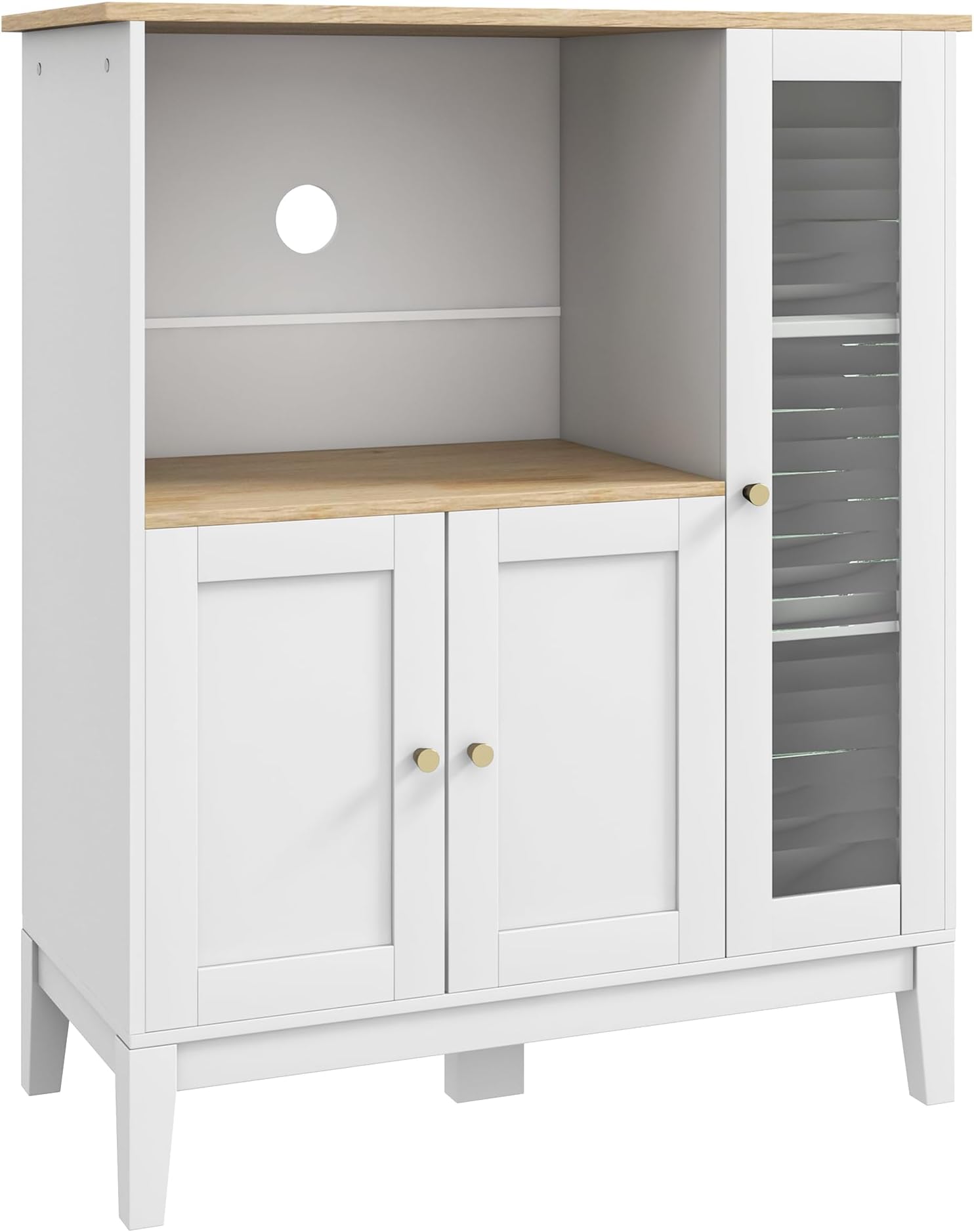 HOMCOM Meuble Micro-Ondes, Armoire de Cuisine, Buffet, avec 1 Niche 3 ...