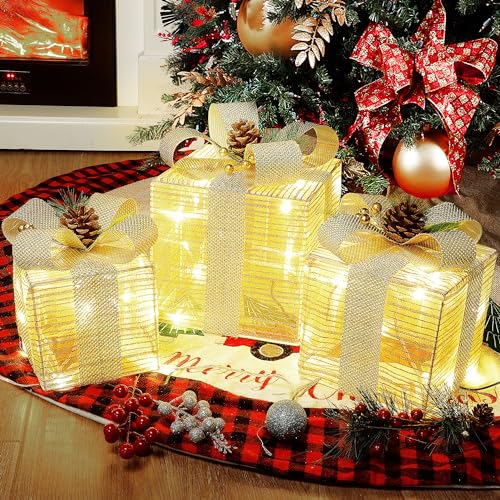 Snapklik.com : Lulu Home Lighted Christmas Boxes, 60 LEDs Lighted Deocr